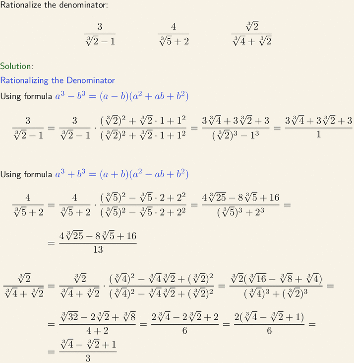 Remove Cube Root From Denominator