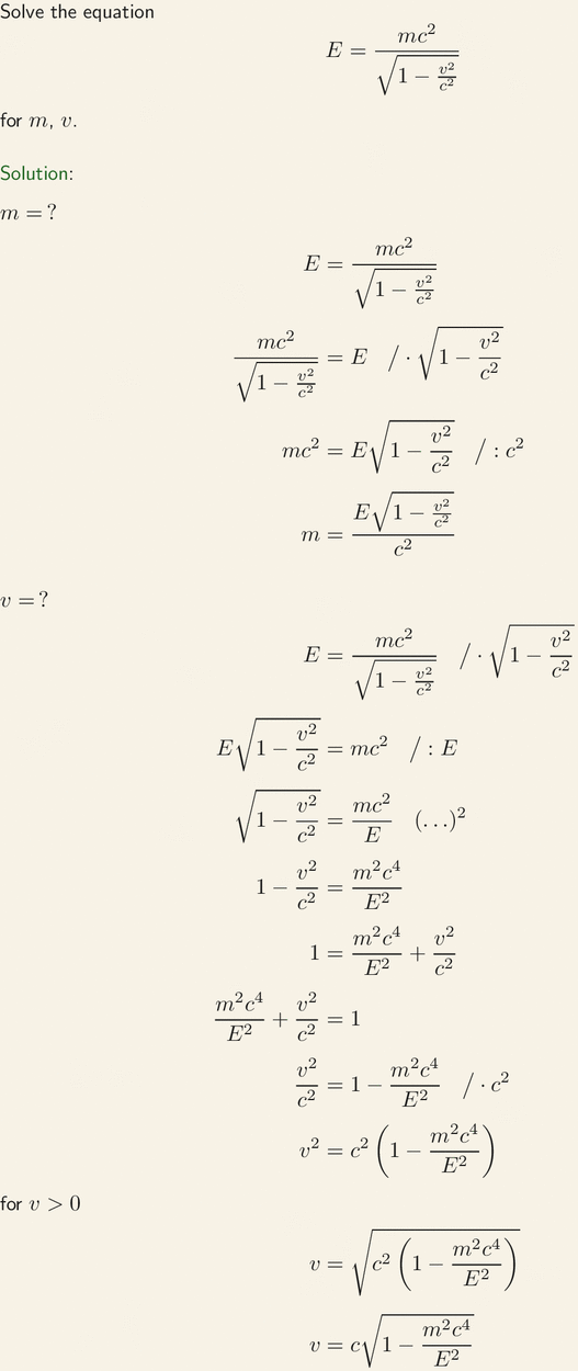Rearranging formula for energy in Theory of Relativity
