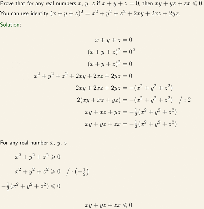 Prove That If X y z 0 Then Xy yz zx 0 