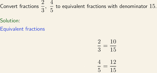 Convert fractions to equivalent fractions